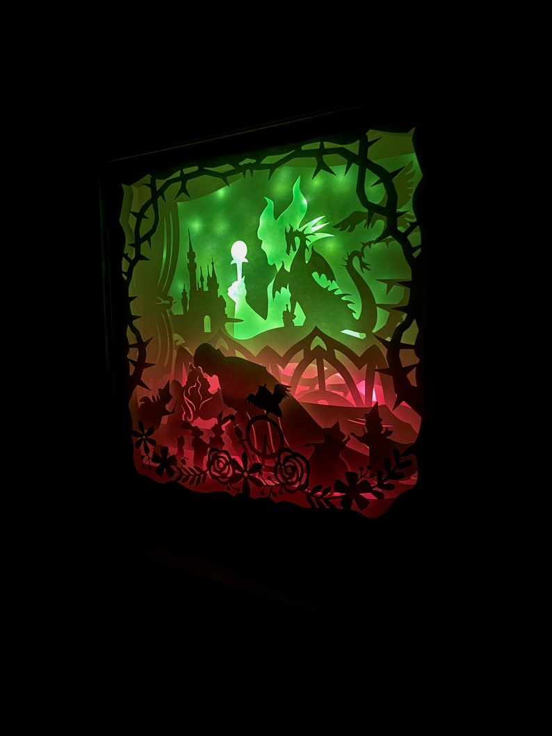 3D Light up Shadow Box on Disney Theme/sleeping Beauty Shadow Box/kids ...