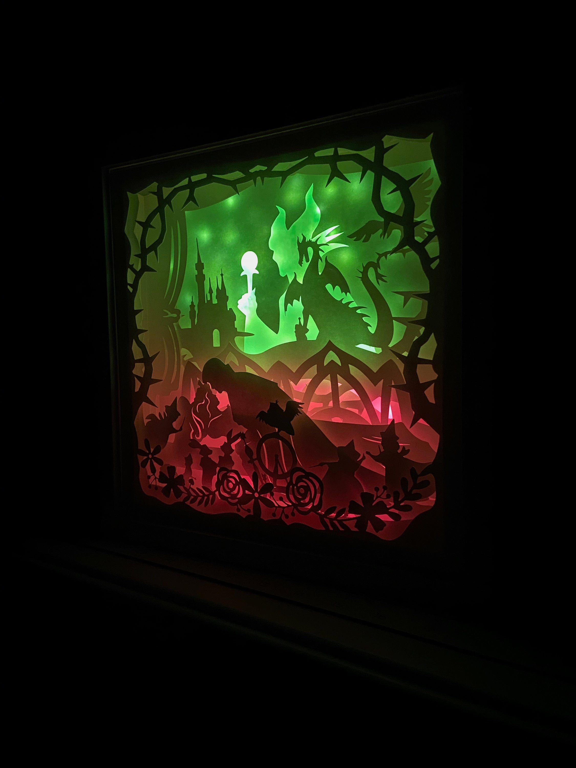 3D Light up Shadow Box on Disney Theme/sleeping Beauty Shadow Box/kids ...