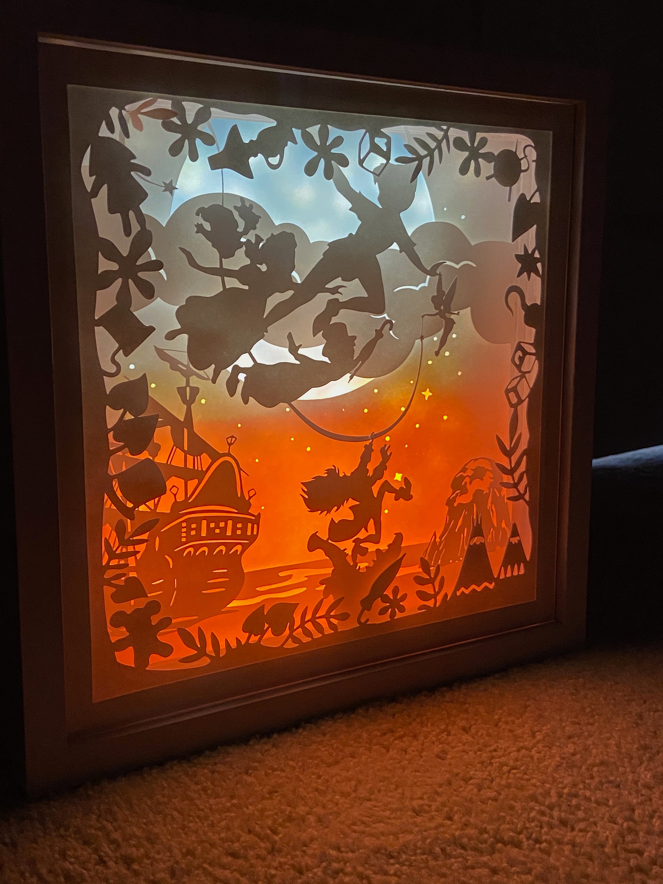 3D Light up Shadow Box on Disney Theme/ Peter Pan Shadow Box/kids Room ...