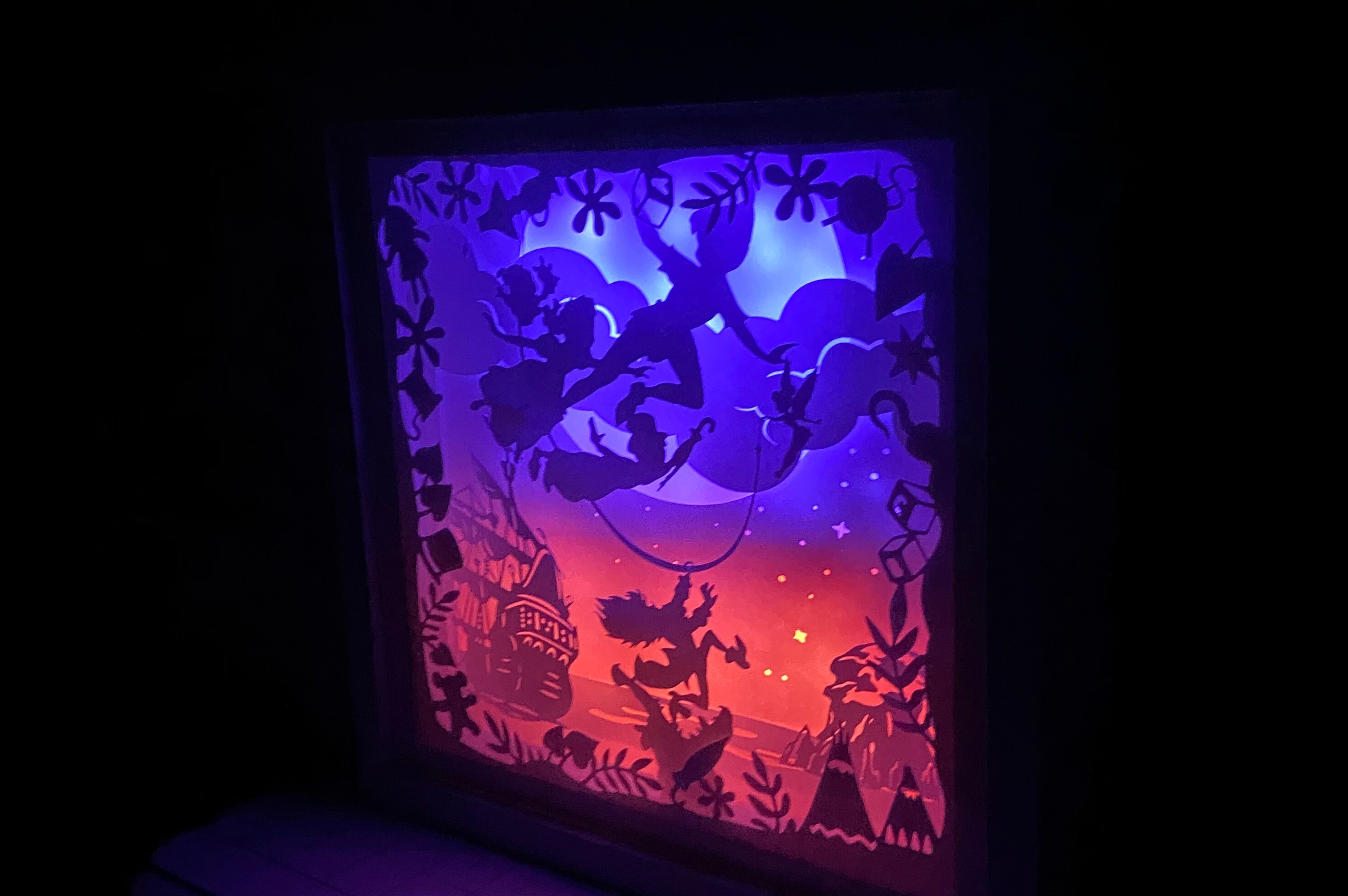 3D Light up Shadow Box on Disney Theme/ Peter Pan Shadow Box/kids Room ...
