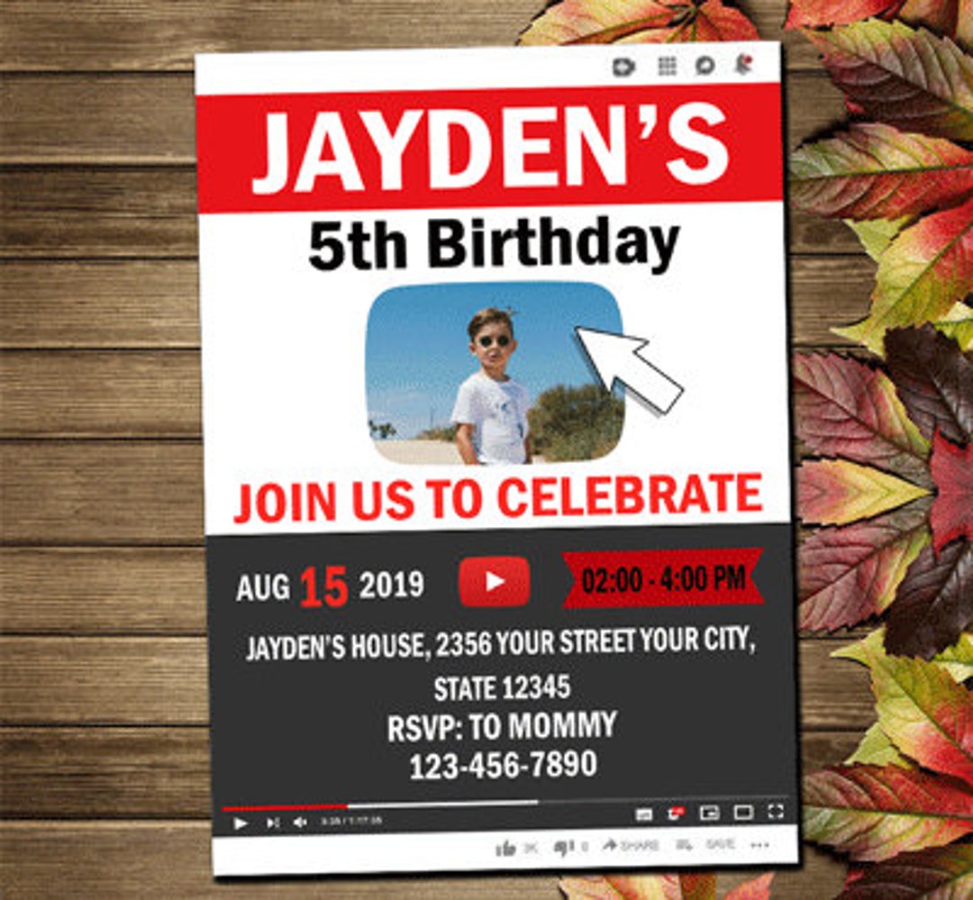 Printable Youtube Things Birthday Party Invitation - Etsy