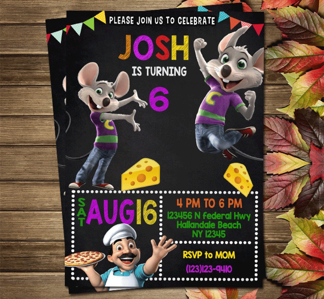 Printable Chuck E Cheese Birthday Party Invitation - Etsy