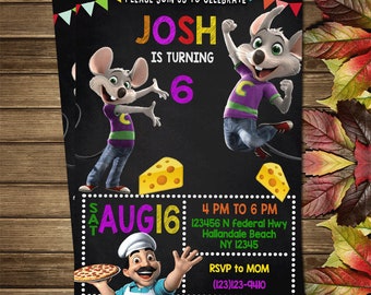 Chuck E Cheese Invitation With Photo, Chuck E Cheese Invitation, Chuck ...