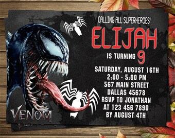 Venom Birthday Invitation, Venom Birthday Party Supplies, Venom ...