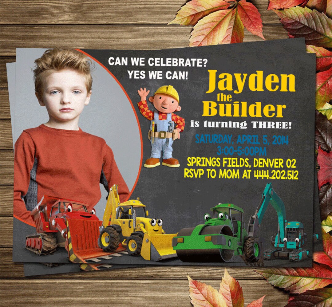 Printable Bob the Builder Birthday Party Invitation - Etsy