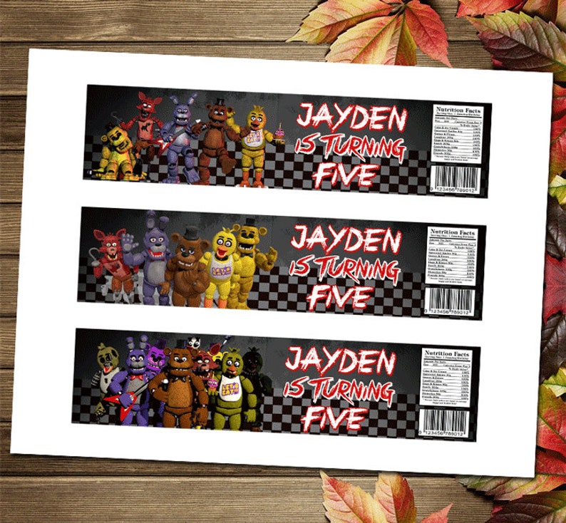 Printable Five Night at Freddy's Bottle Labels - Etsy