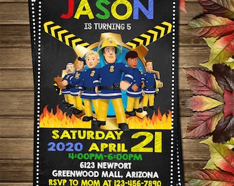 Fireman Sam Birthday Printable Invitation / Fireman Sam - Etsy