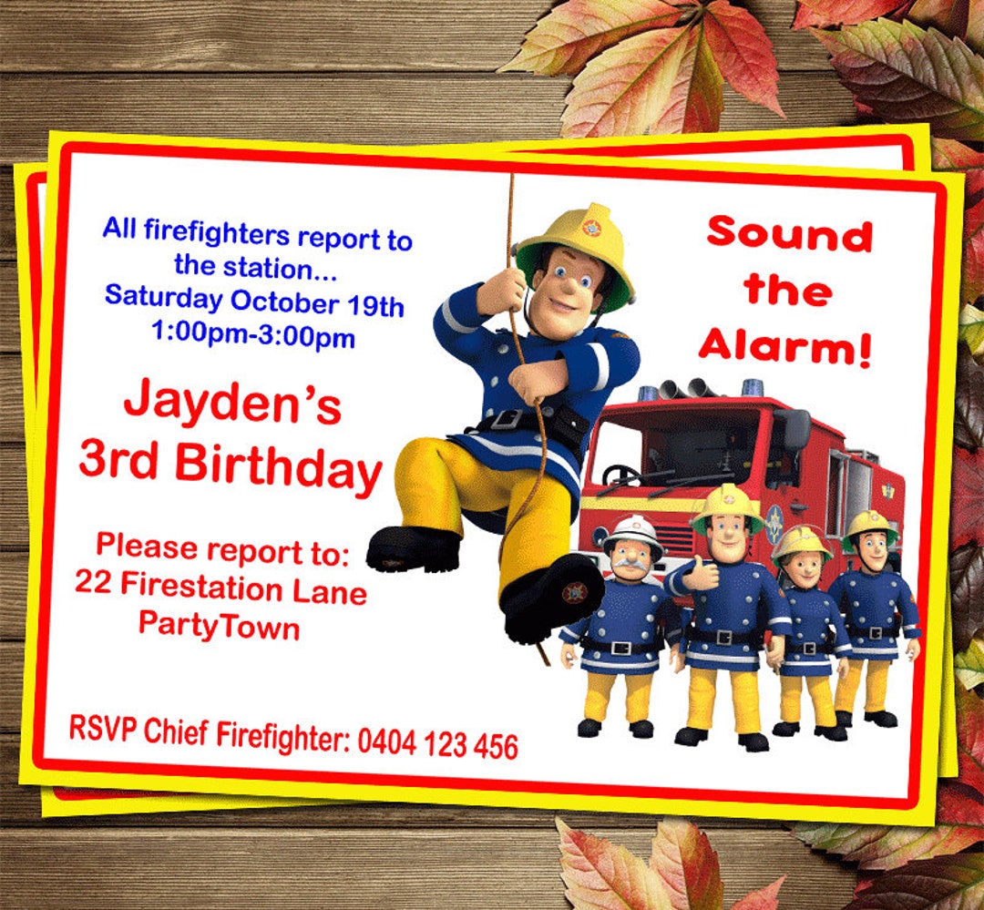 Printable Fireman Sam Birthday Party Invitation - Etsy