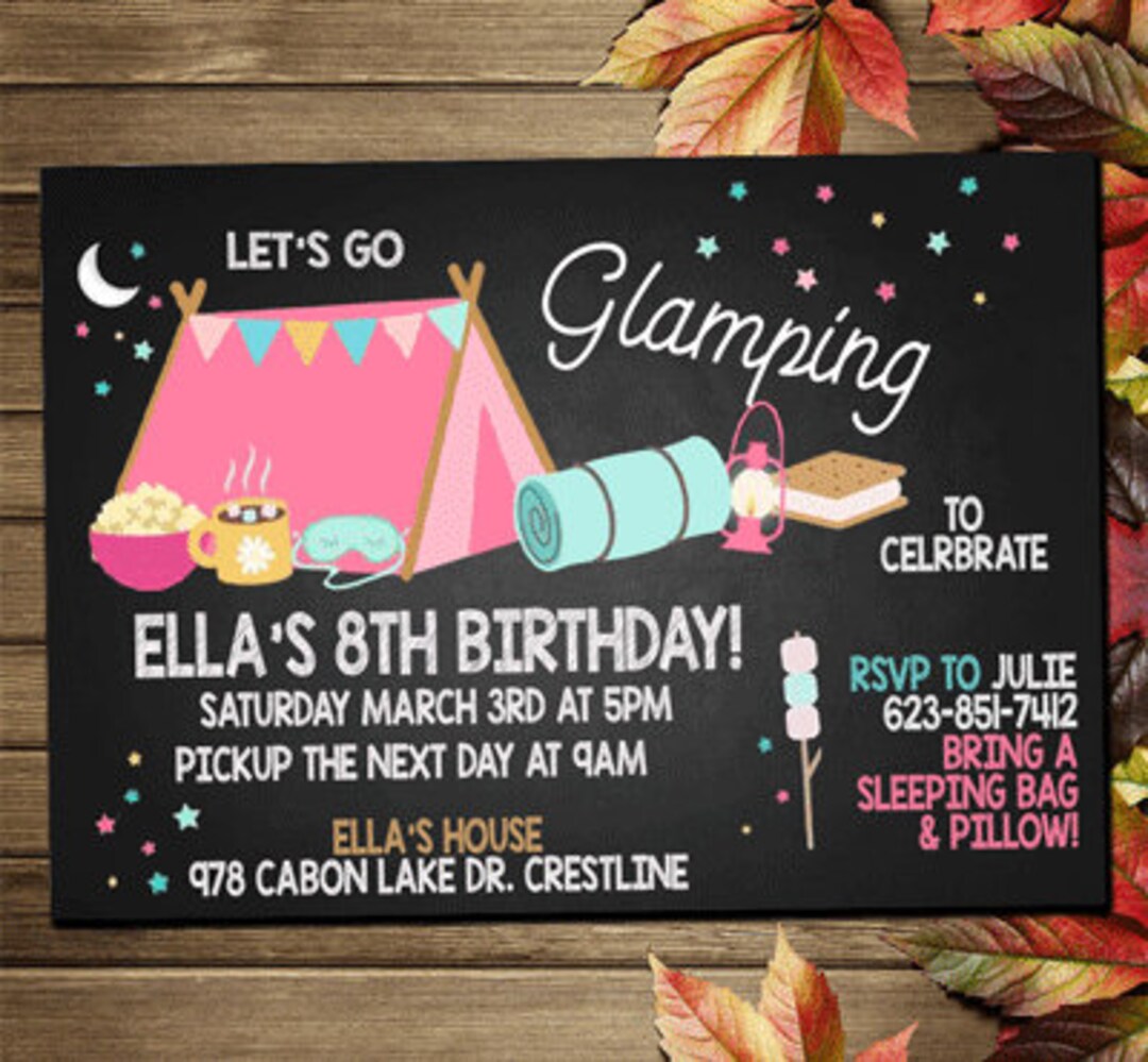 Printable Glamping Birthday Party Invitation - Etsy