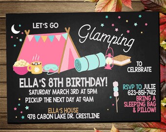 Editable Glamping Invitation, Glamping Girl Instant Invitation, Glamping Teepee Birthday Party ...