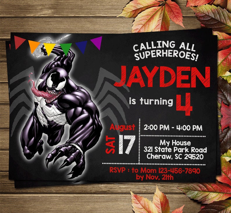 Printable Venom Birthday Party Invitation - Etsy
