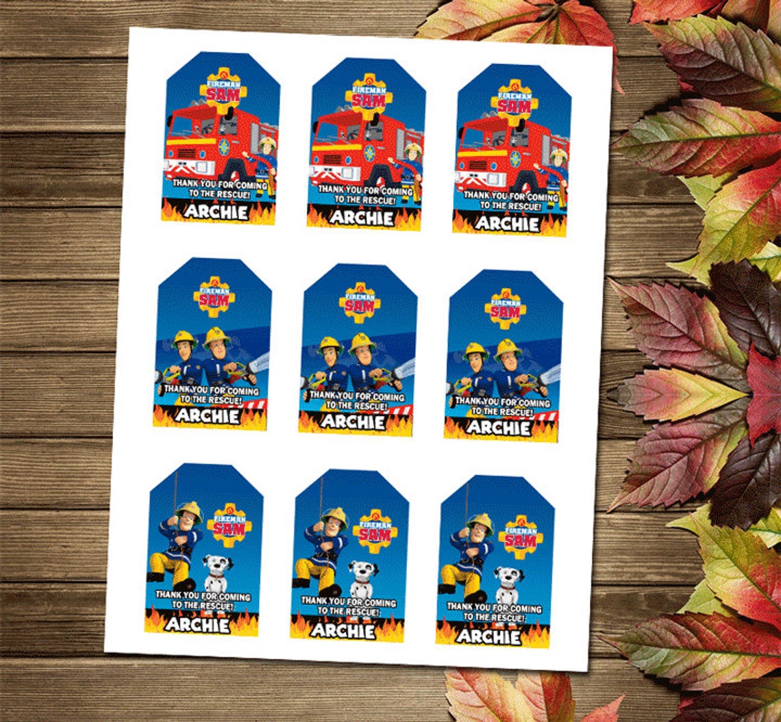 Printable Fireman Sam Thank You Tag - Etsy