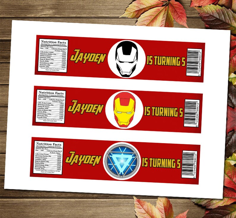 Printable Iron Man Bottle Labels - Etsy