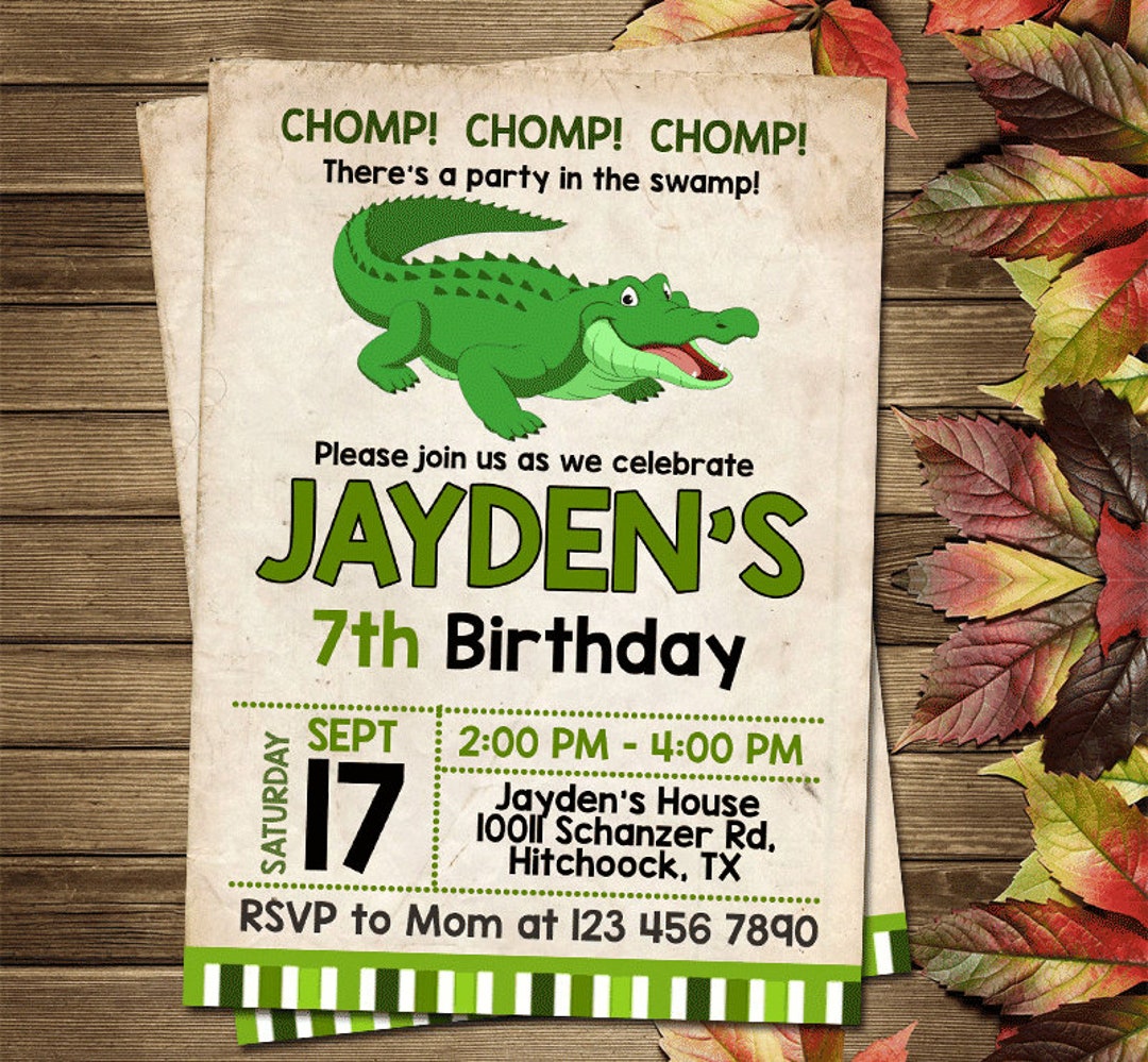 Printable Alligator Birthday Party Invitation - Etsy