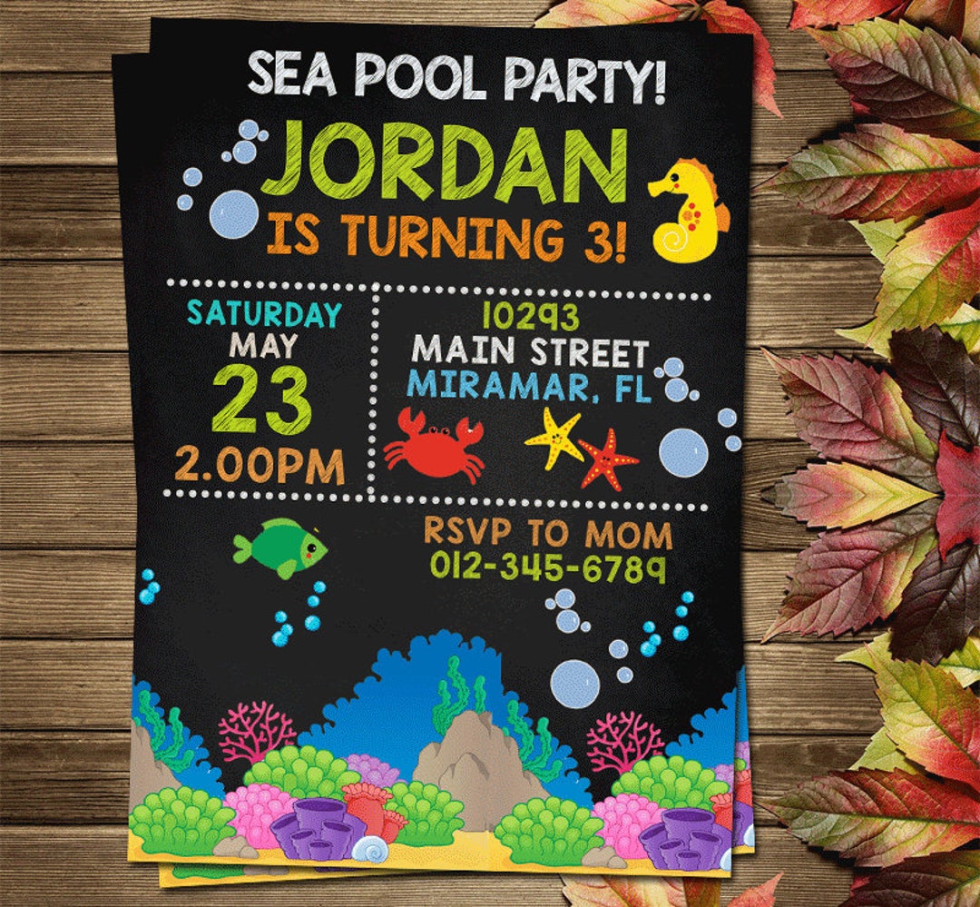 Printable Sea Pool Birthday Party Invitation - Etsy