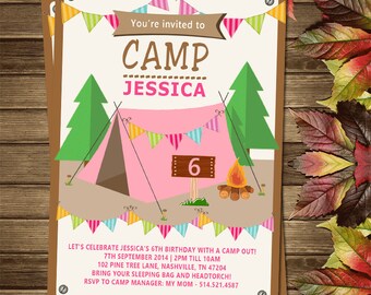 Editable Glamping Invitation, Glamping Girl Instant Invitation, Glamping Teepee Birthday Party ...