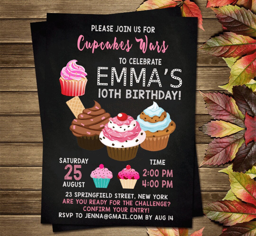 Printable Cupcakes Birthday Party Invitation - Etsy