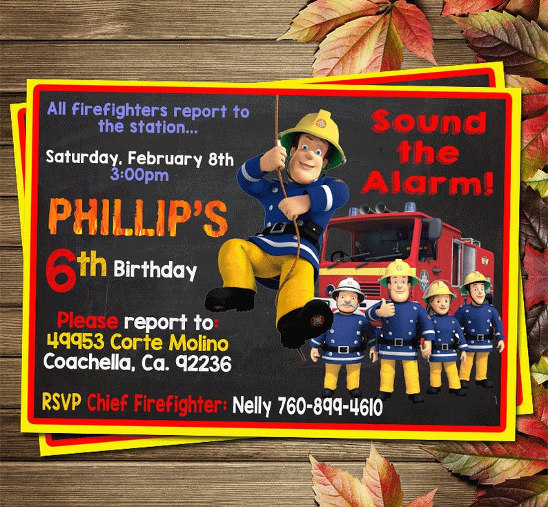 Printable Fireman Sam Birthday Party Invitation - Etsy