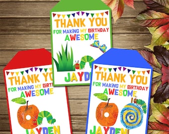 Hungry Caterpillar Thank You Tag, Hungry Caterpillar Favor Tags, Very ...