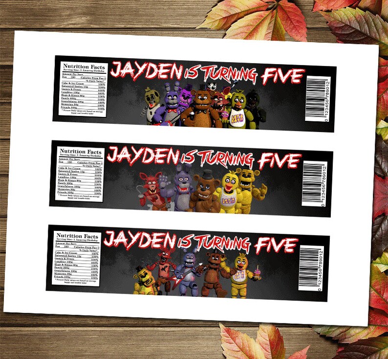 Printable Five Night at Freddy's Bottle Labels - Etsy