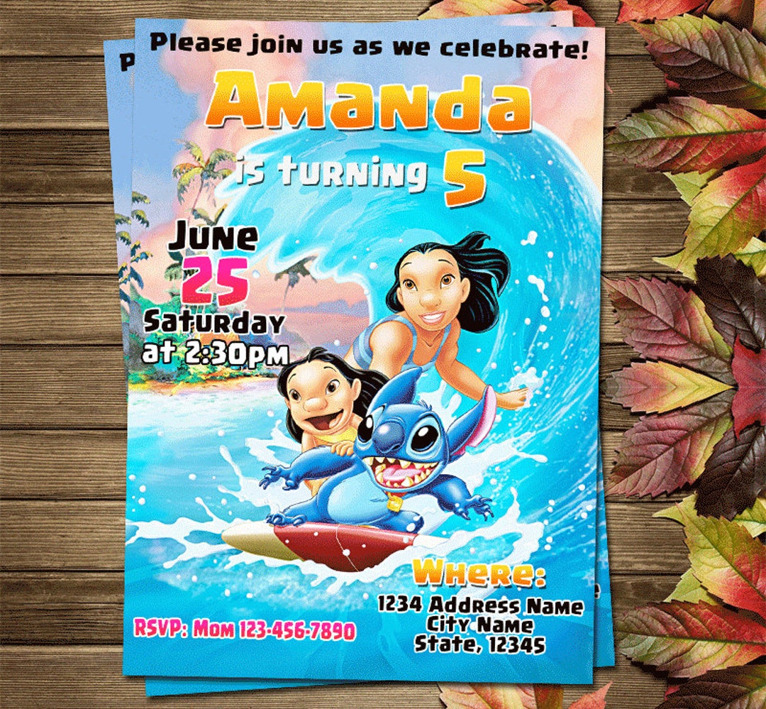 Printable Lilo and Stitch Birthday Party Invitation - Etsy