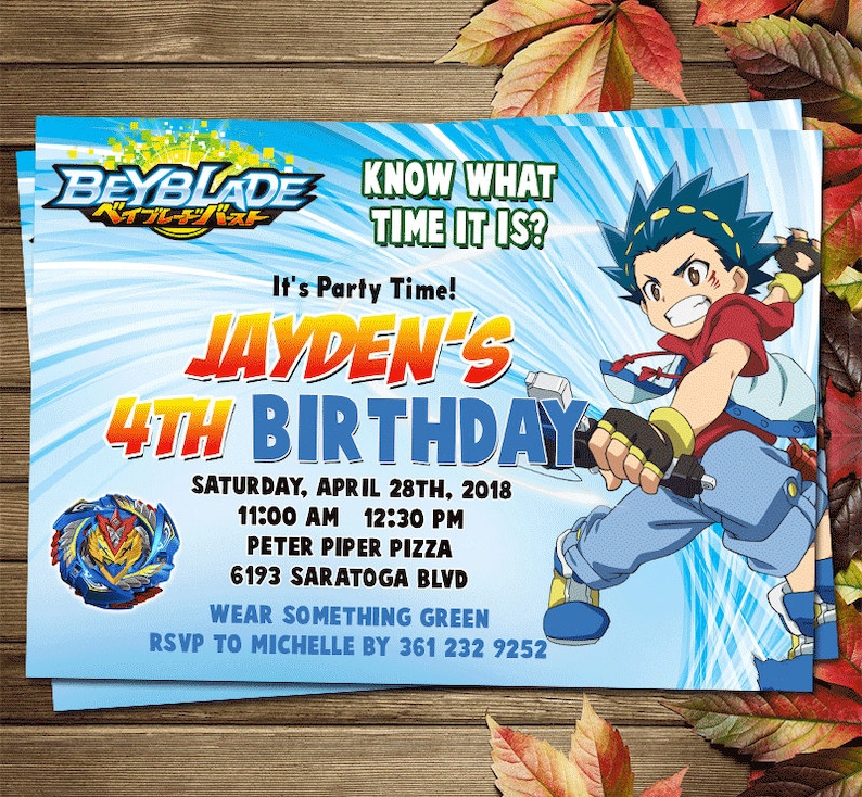 Printable Beyblade Birthday Party Invitation - Etsy