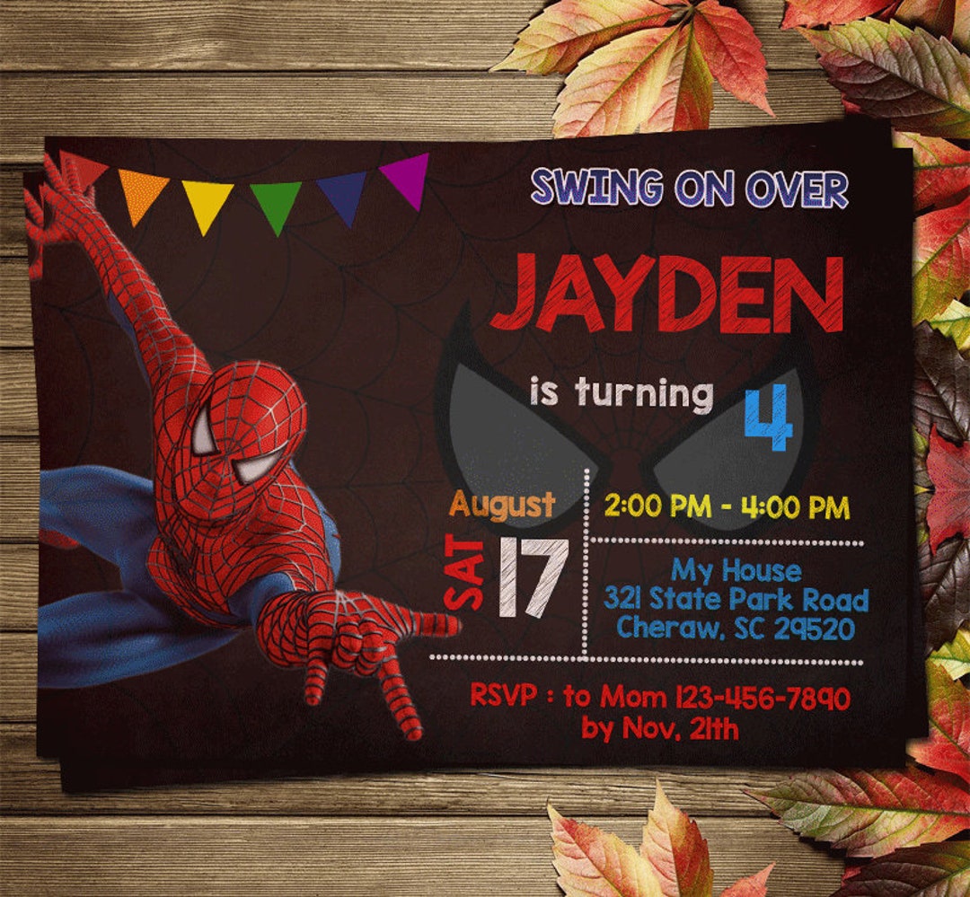 Printable Spiderman Birthday Party Invitation - Etsy
