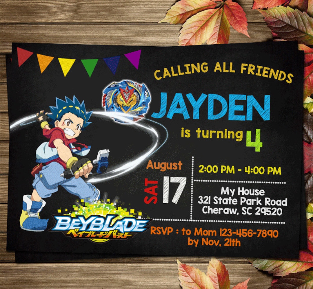 Printable Beyblade Birthday Party Invitation - Etsy