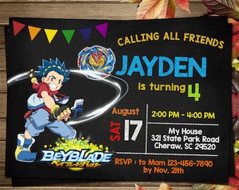Digital Beyblade DIY EDITABLE Birthday Party Invitation PDF - Etsy
