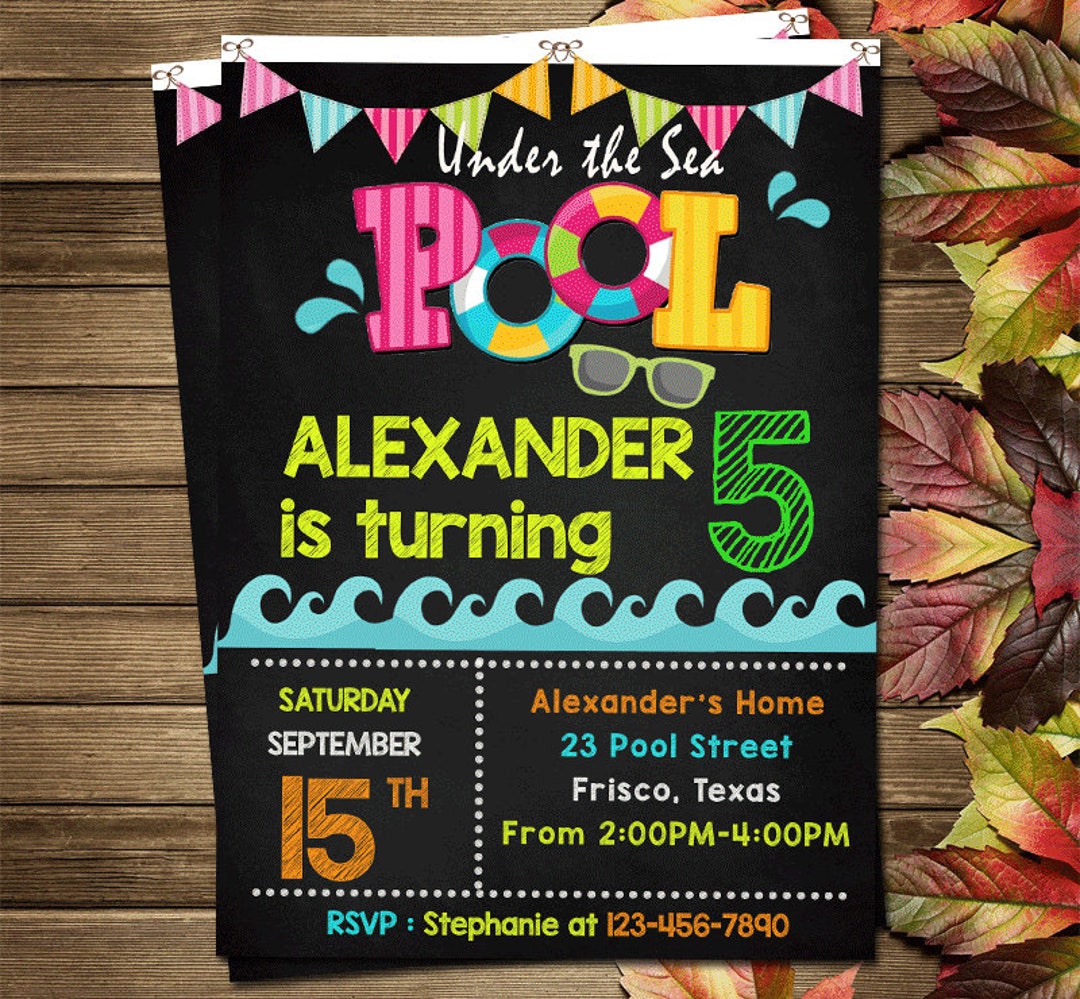 Printable Pool Birthday Party Invitation - Etsy