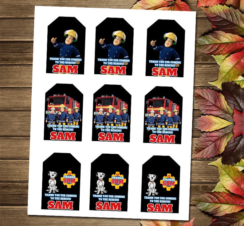 Printable Fireman Sam Thank You Tag - Etsy
