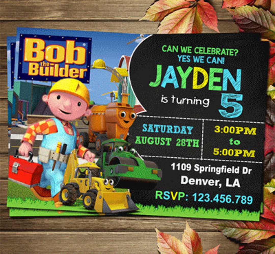 Printable Bob the Builder Birthday Party Invitation - Etsy