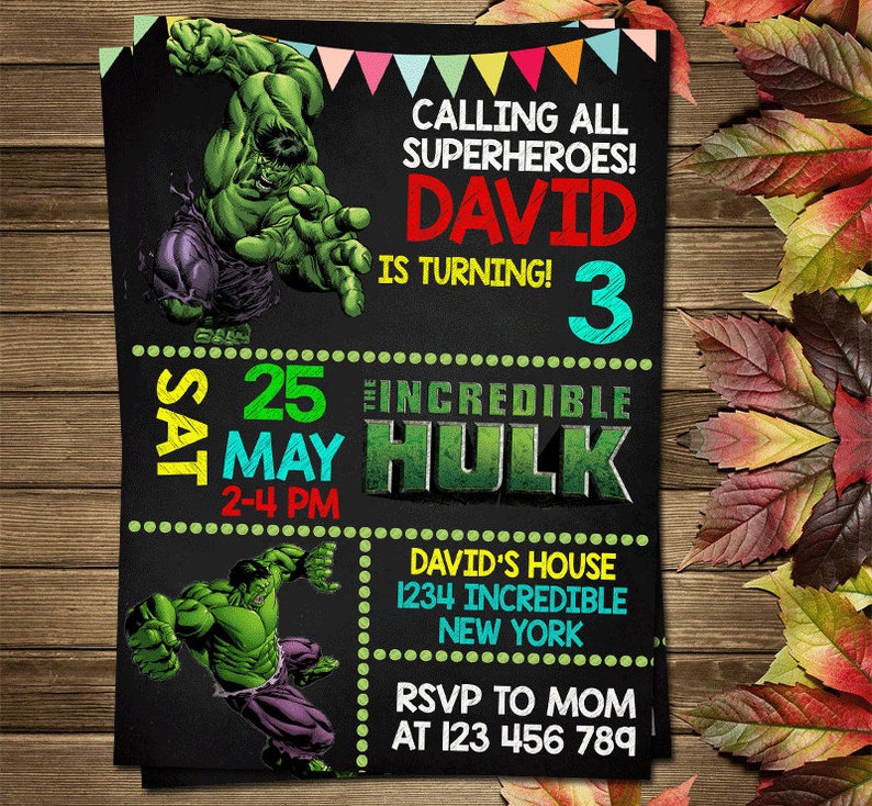 Printable Hulk Birthday Party Invitation - Etsy