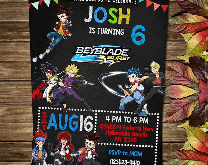 Digital Beyblade DIY EDITABLE Birthday Party Invitation PDF Instant ...