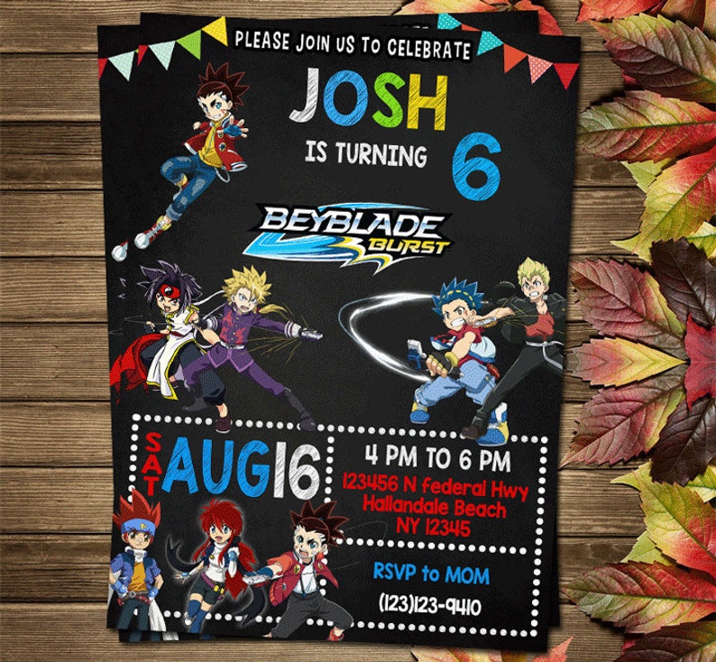 Printable Beyblade Birthday Party Invitation - Etsy