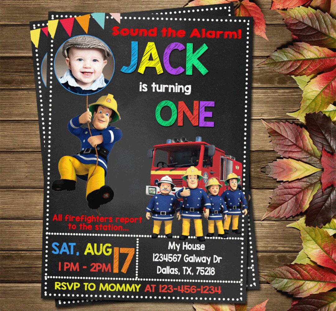 Printable Fireman Sam Birthday Party Invitation - Etsy