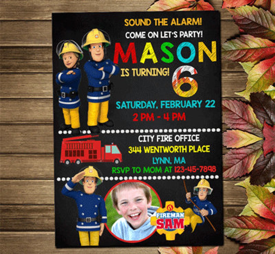 Printable Fireman Sam Birthday Party Invitation - Etsy