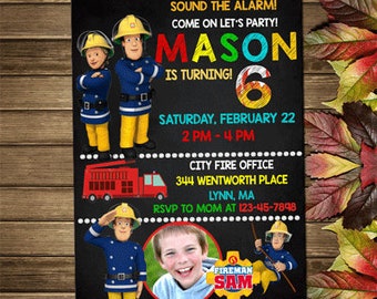 Fireman Sam Birthday Printable Invitation / Fireman Sam - Etsy