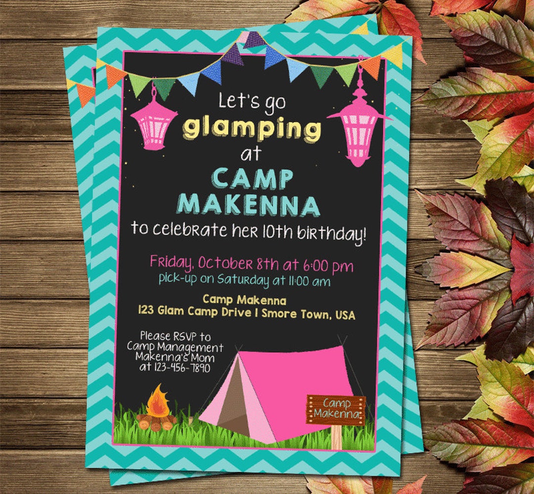 Printable Glamping Birthday Party Invitation - Etsy