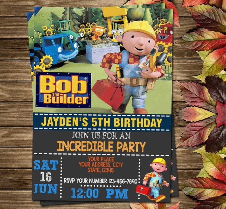 Printable Bob the Builder Birthday Party Invitation - Etsy Australia