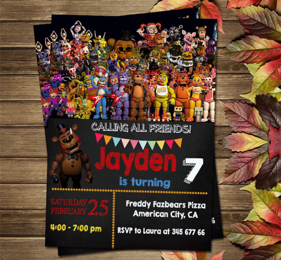 Printable Five Night at Freddy's Birthday Party Invitation - Etsy