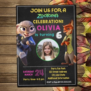 Printable Zootopia Birthday Party Invitation - Etsy