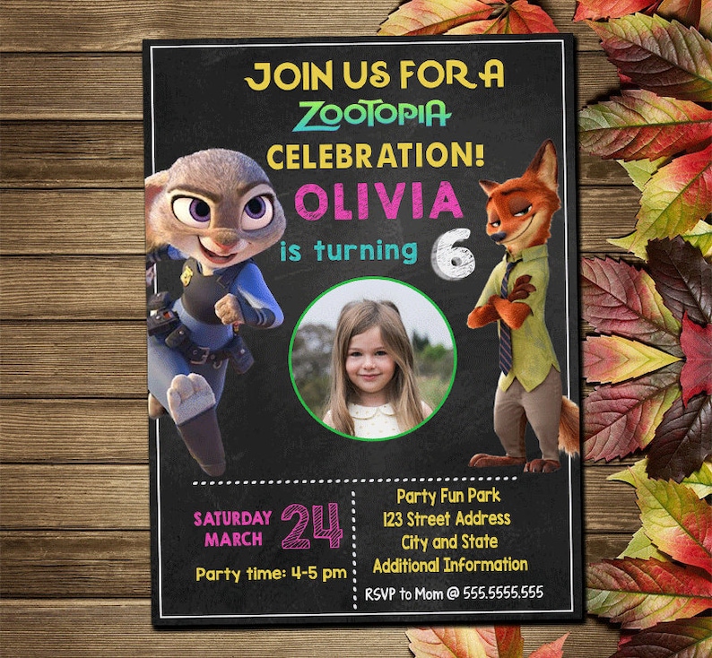 Printable Zootopia Birthday Party Invitation - Etsy
