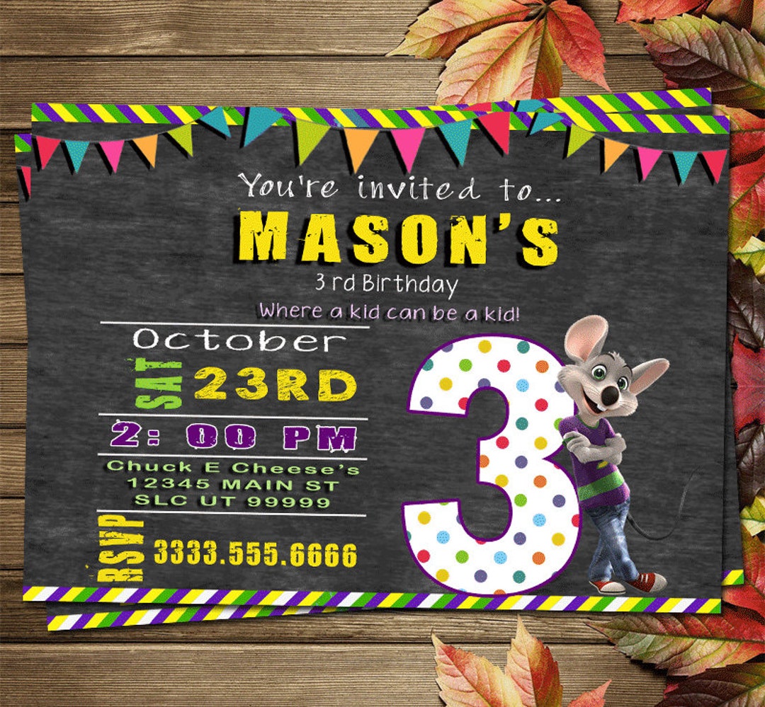 Printable Chuck E Cheese Birthday Party Invitation - Etsy