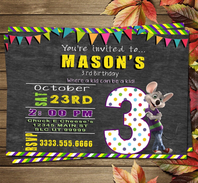 Printable Chuck E Cheese Birthday Party Invitation - Etsy
