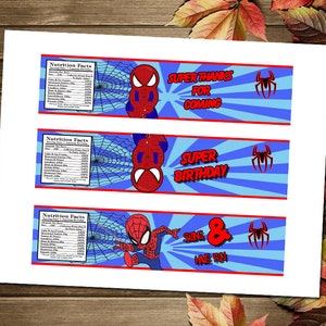 Printable Spiderman Bottle Labels - Etsy