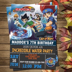 Printable Beyblade Birthday Party Invitation - Etsy