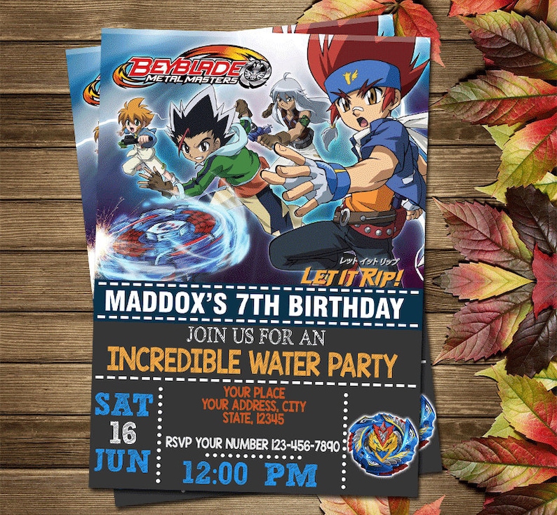 Printable Beyblade Birthday Party Invitation - Etsy