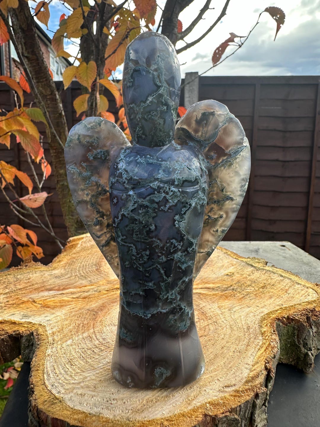 Moss Agate Angels / Guardian Angels/ Moss Agate Carving / Crystal ...