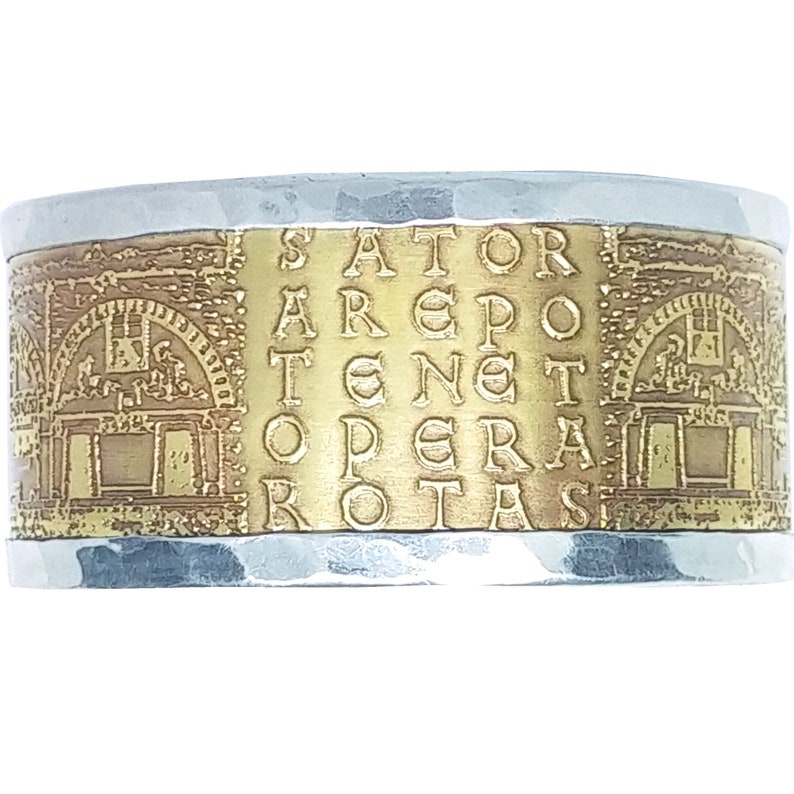 Magic Square of the SATOR AREPO, Bracelet in Aluminum and Brass. With ...